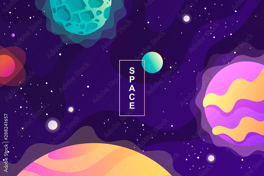 Space background. Planets, universe and asteroids. Template for ...