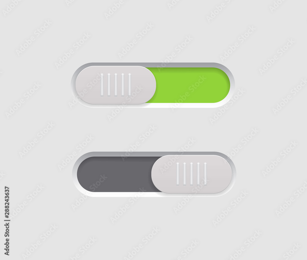 Set of On and Off toggle switch buttons.Black and white switch buttons ...
