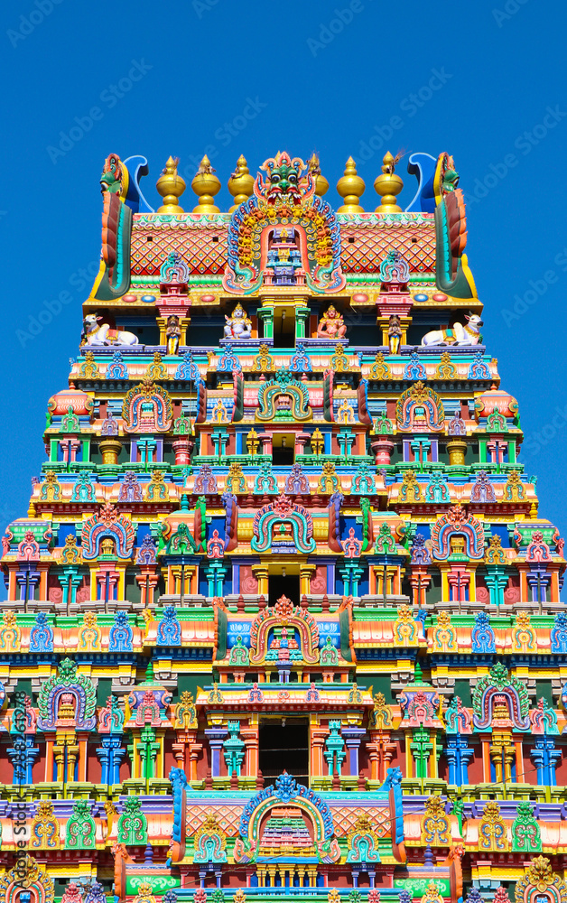 Beautiful Hindu Temple Tower with Colorful Statues Stock Photo | Adobe ...