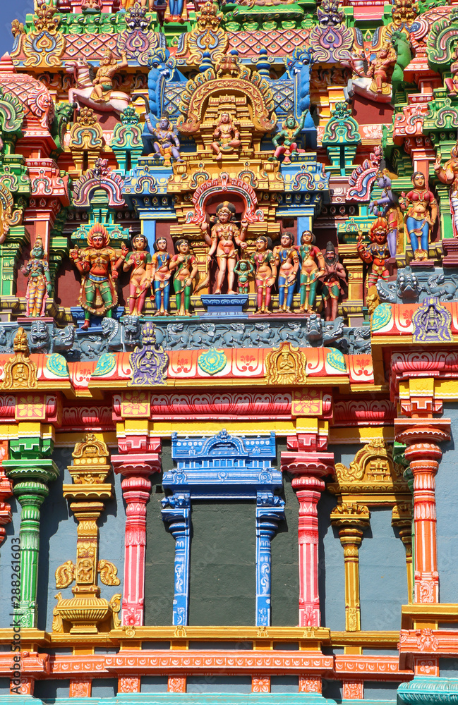 Beautiful Hindu Temple Tower with Colorful Statues Stock Photo | Adobe ...