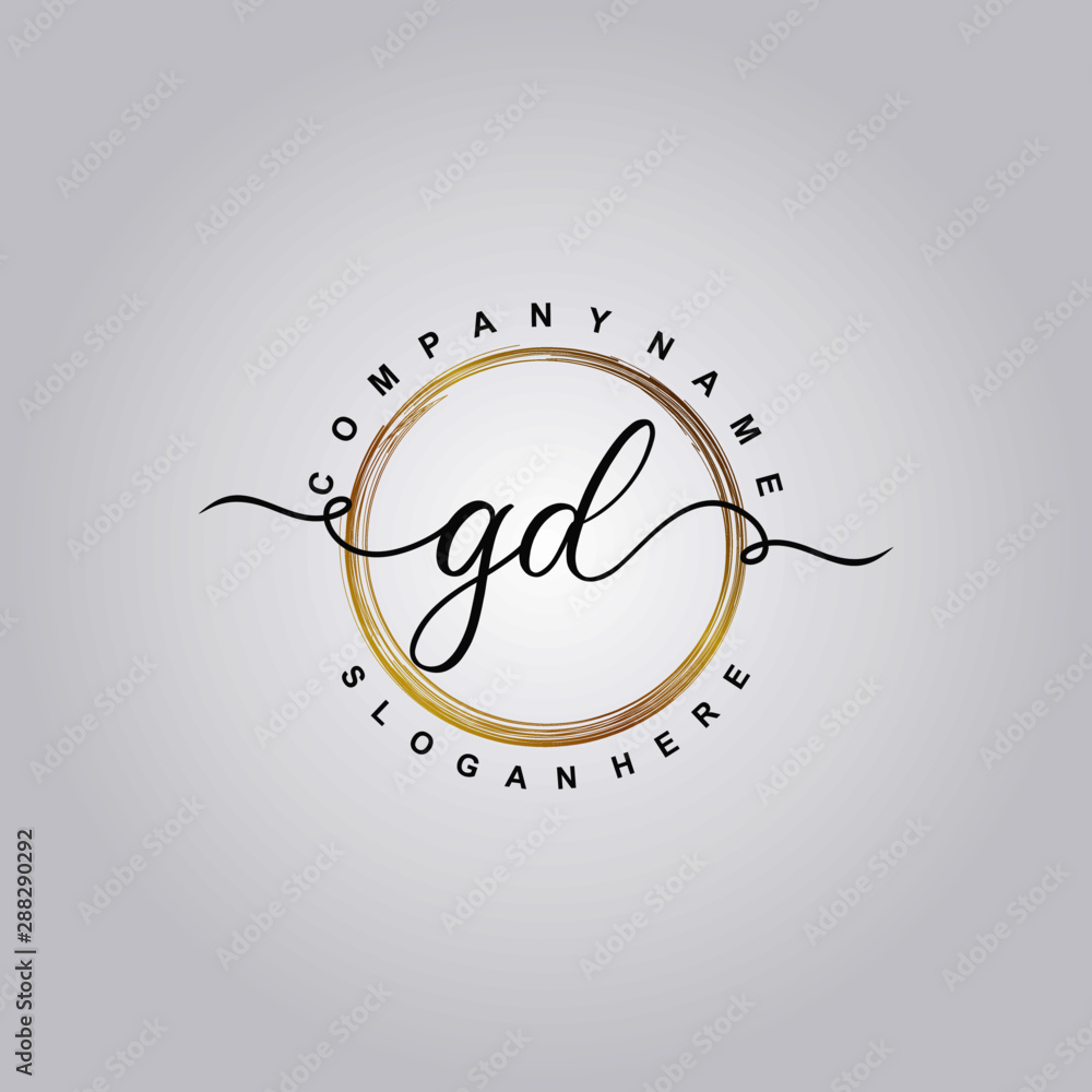 Initial letter GD beauty vector handwriting concept logo Stock Vector ...