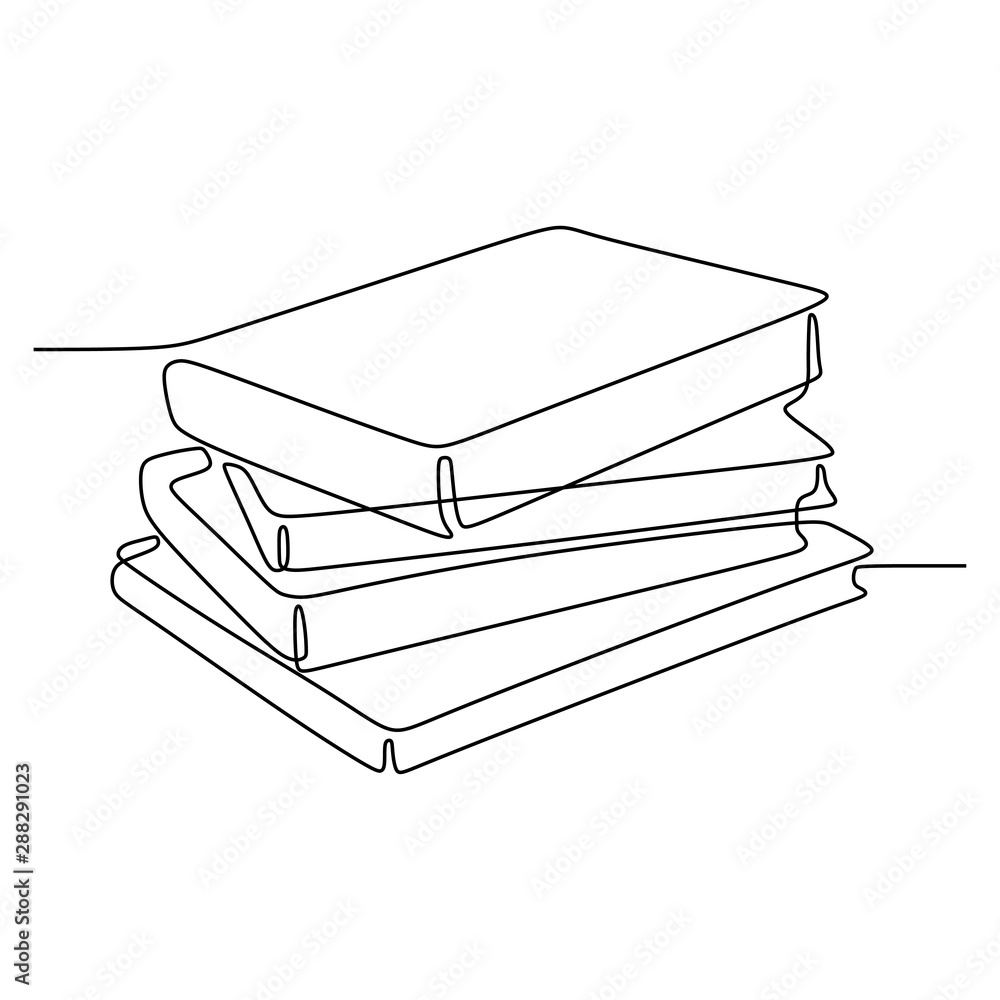 one line drawing of Stack of books. Educational Idea concept minimalist ...