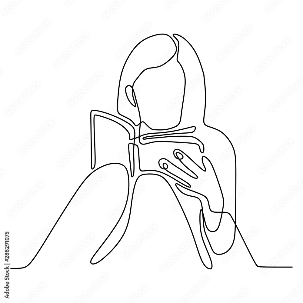 continuous line drawing of kids read book minimalist vector ...