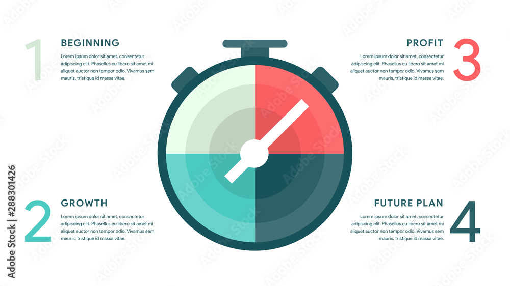 Vector Stopwatch for Business infographics concept with 4 options ...