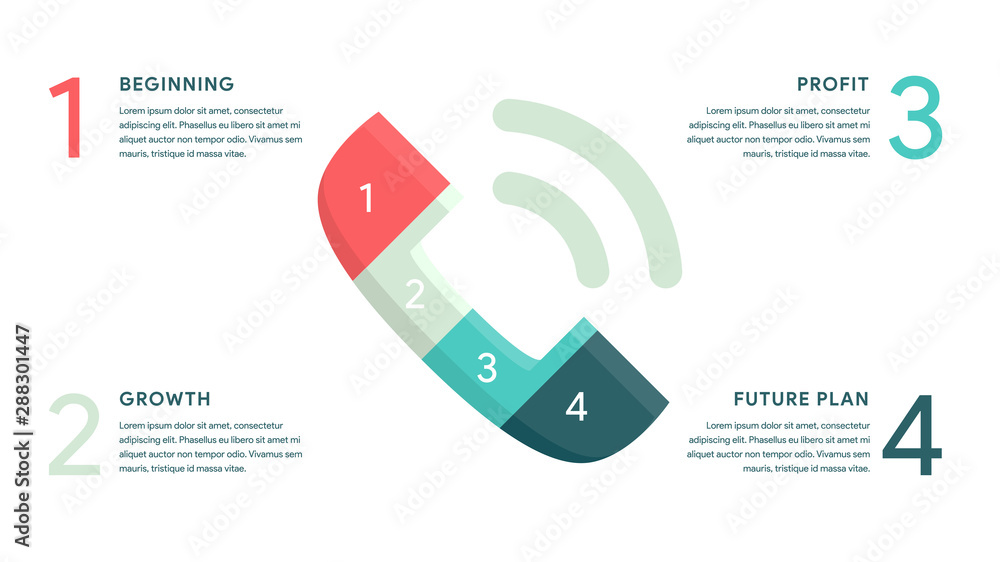 Vector Phone for Business infographics concept with 4 options, parts ...