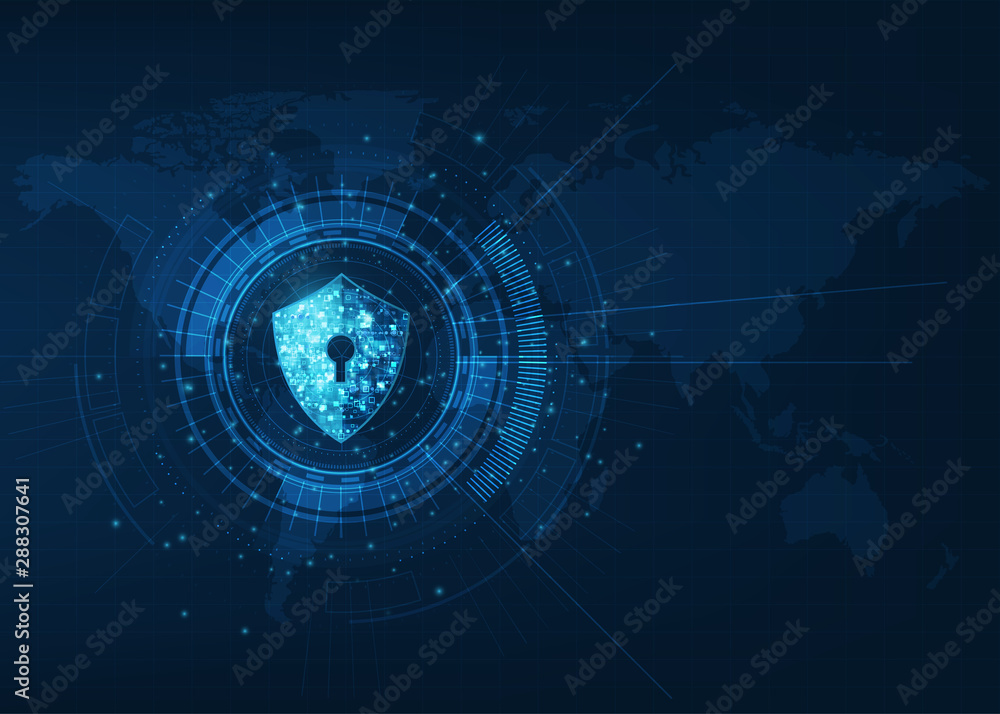 Abstract security digital technology background.protection mechanism ...