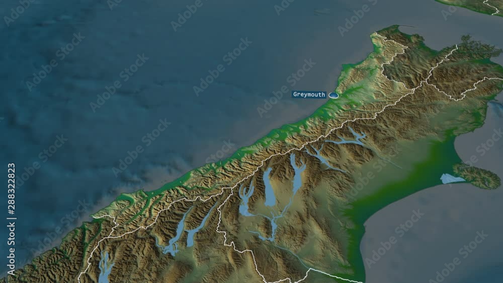 West Coast - regional council of New Zealand with its capital zoomed on ...
