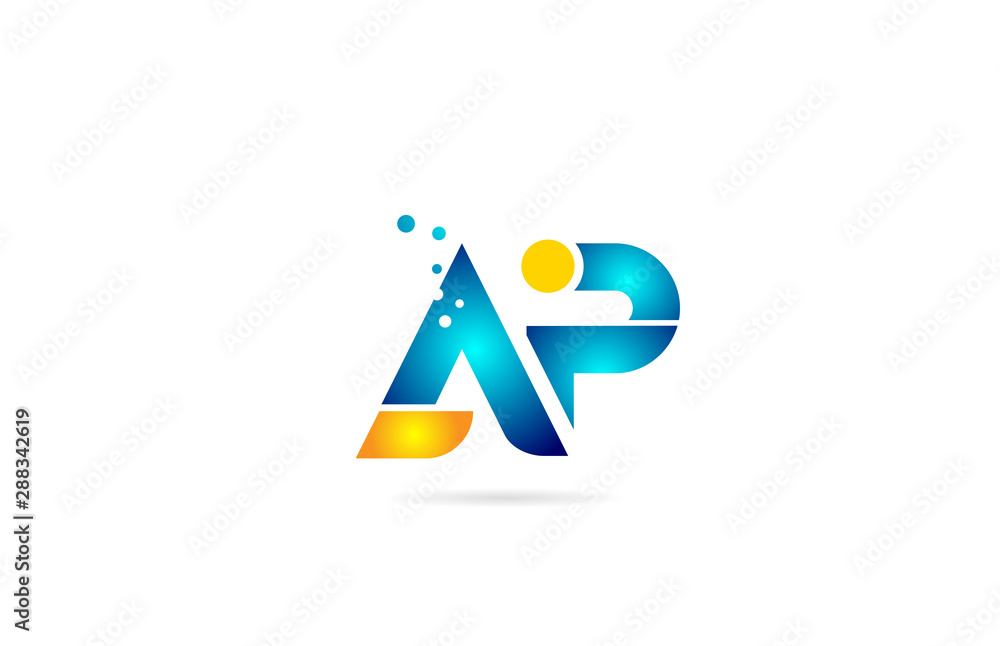 letter combination ap a p orange blue alphabet for company logo Stock ...