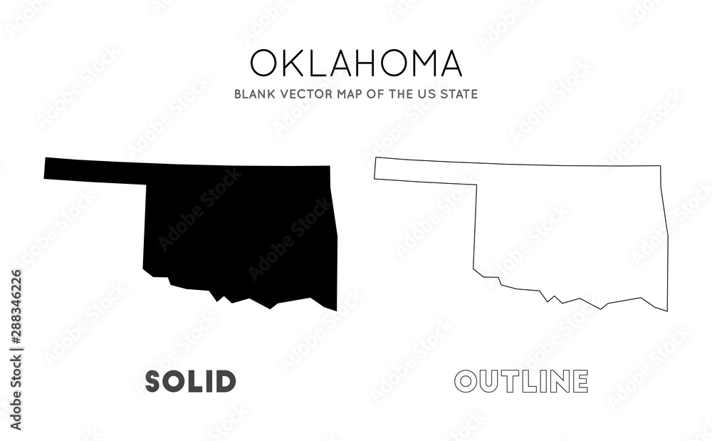 Oklahoma map. Blank vector map of the Us State. Borders of Oklahoma for ...