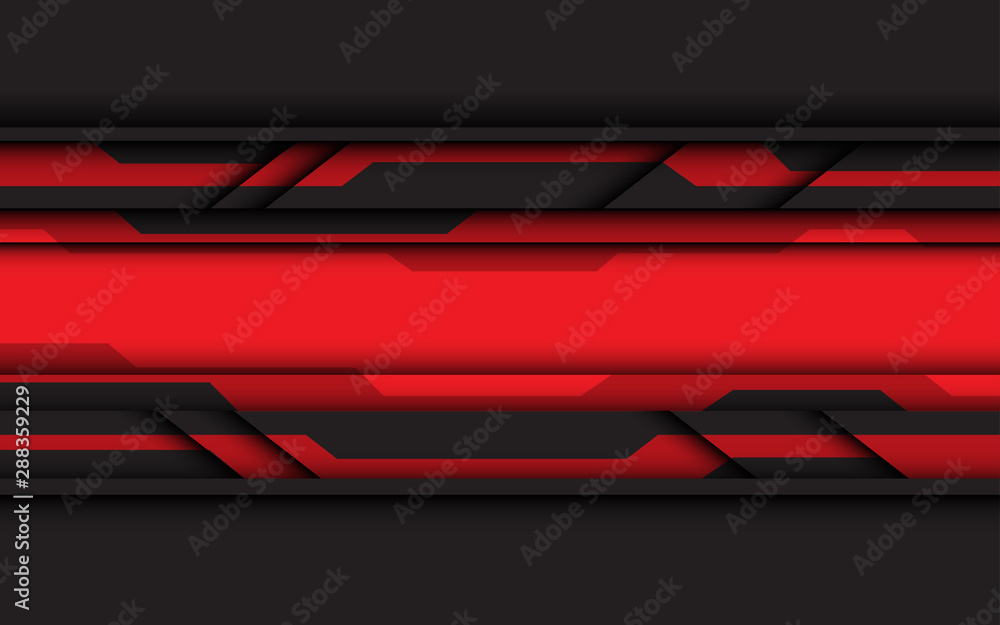 Abstract red technology circuit polygon line on grey design modern ...