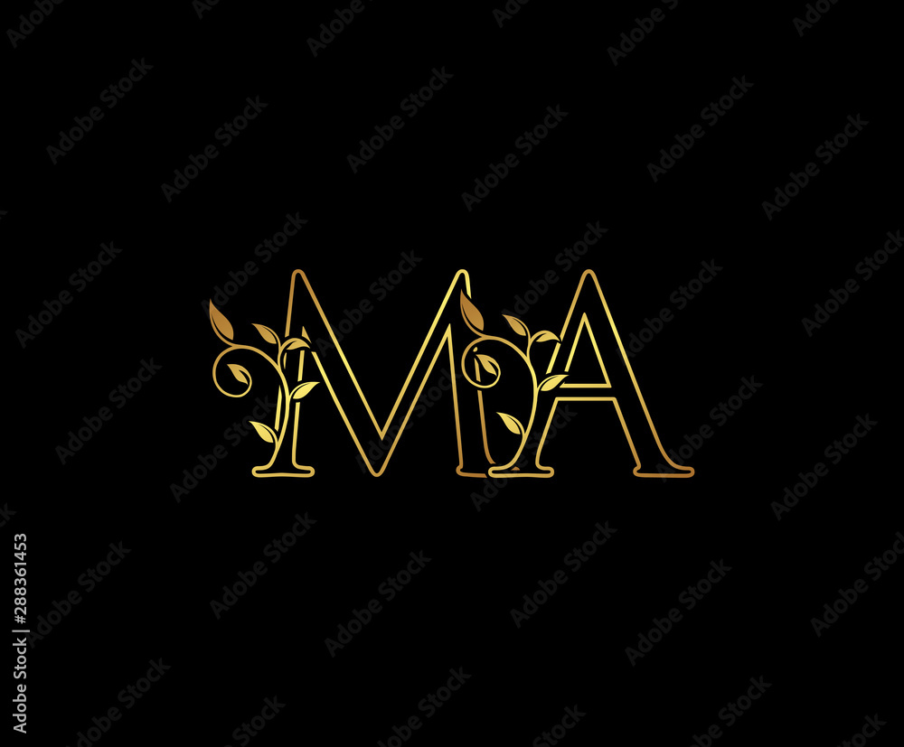 Initial letter M and A, MA, Gold Logo Icon, classy gold letter monogram ...