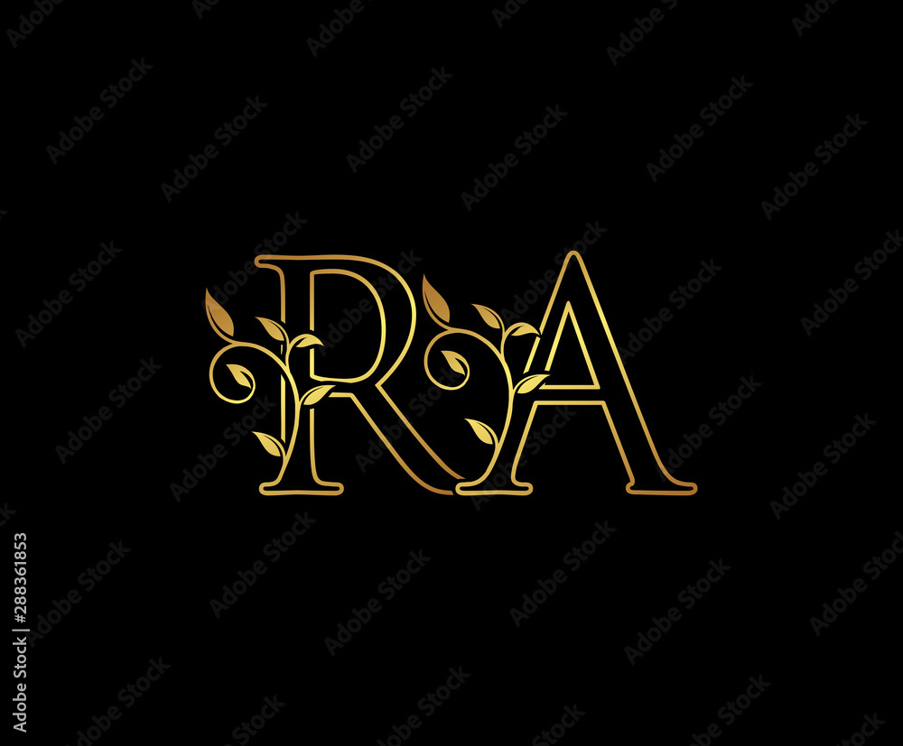 Initial letter R and A, RA, Gold Logo Icon, classy gold letter monogram ...
