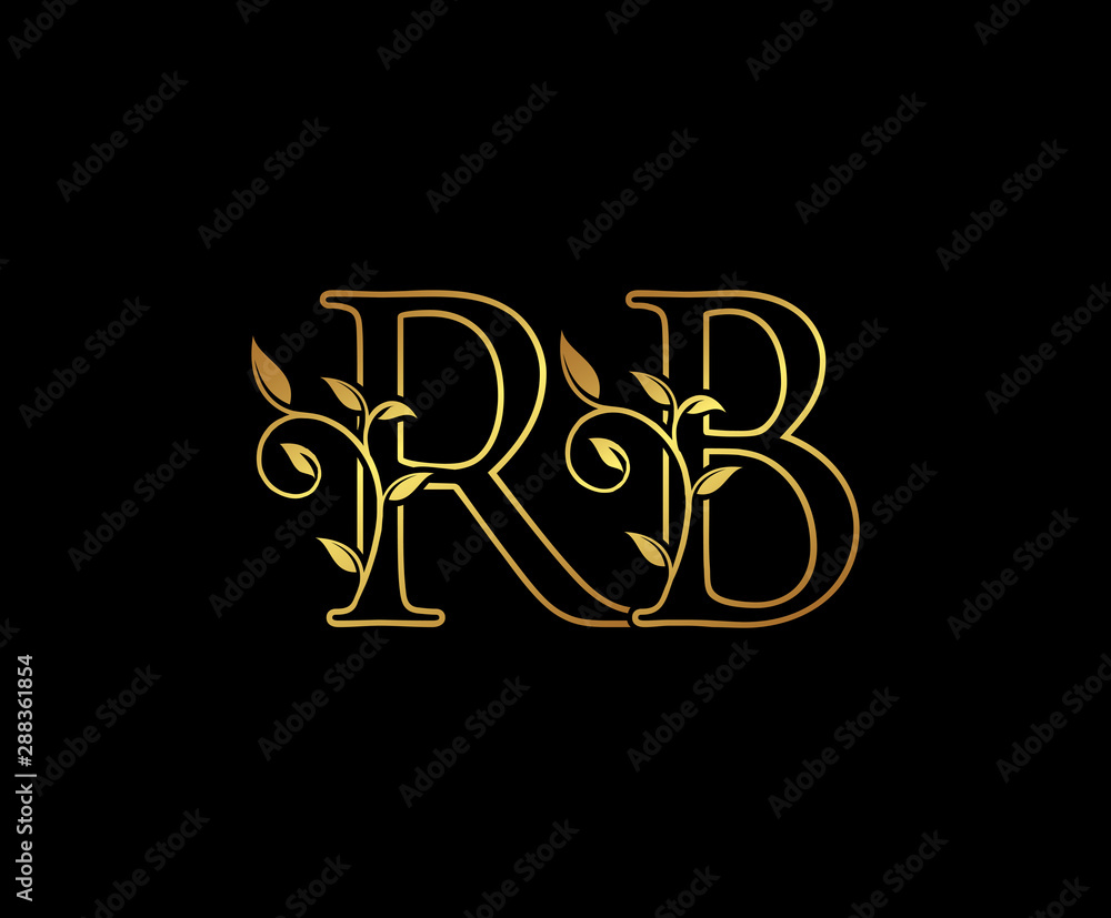 Initial letter R and B, RB, Gold Logo Icon, classy gold letter monogram ...