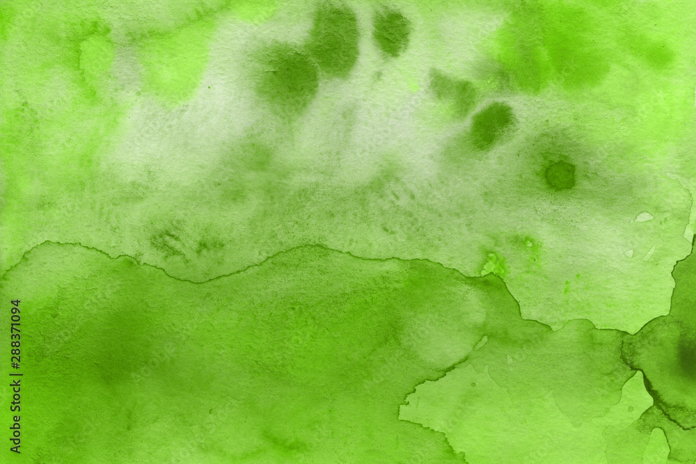 Colorful green watercolor texture with abstract washes and brush ...