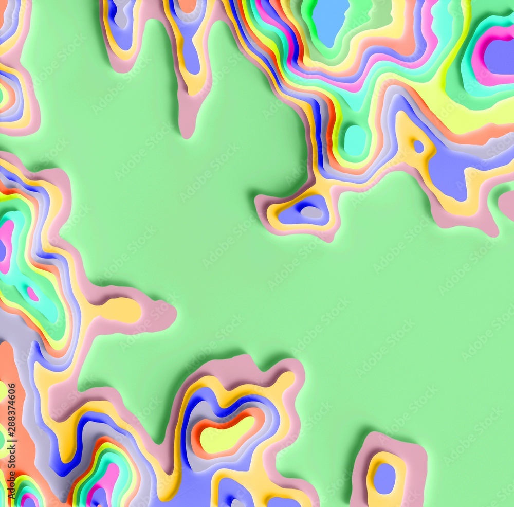 3D Cartography concep background. Rendering. Map line of topography ...