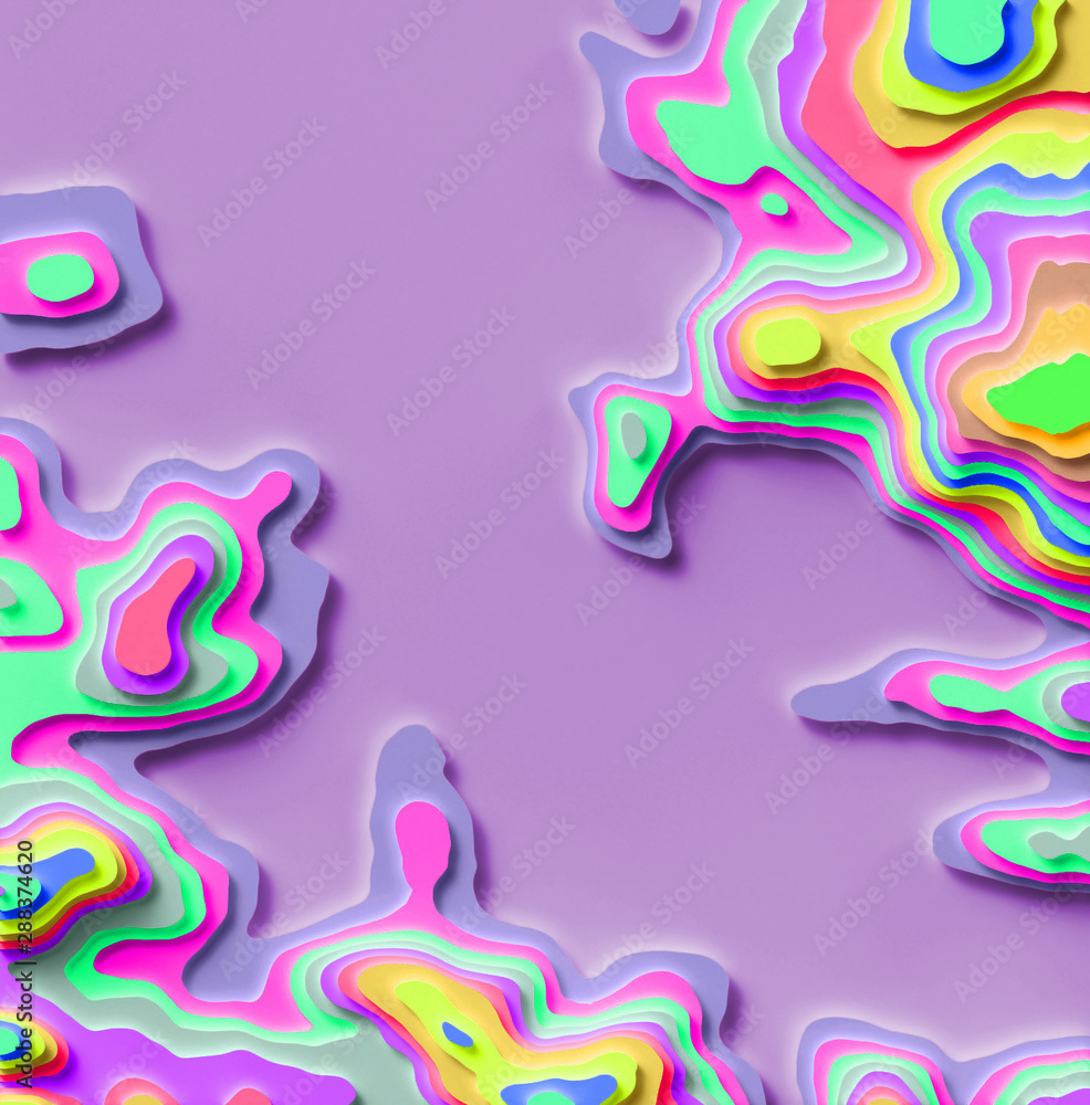 3D Cartography concep background. Rendering. Map line of topography ...