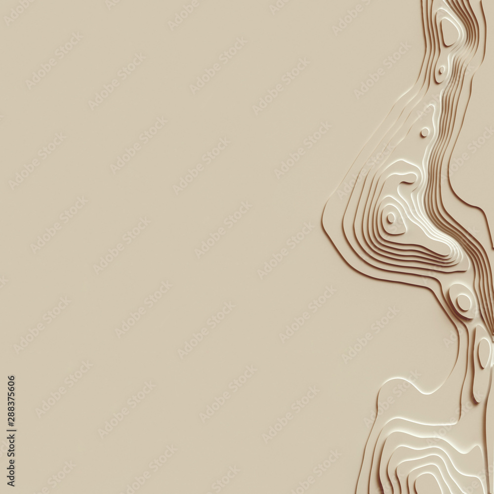 3D Cartography concep background. Rendering. Map line of topography ...