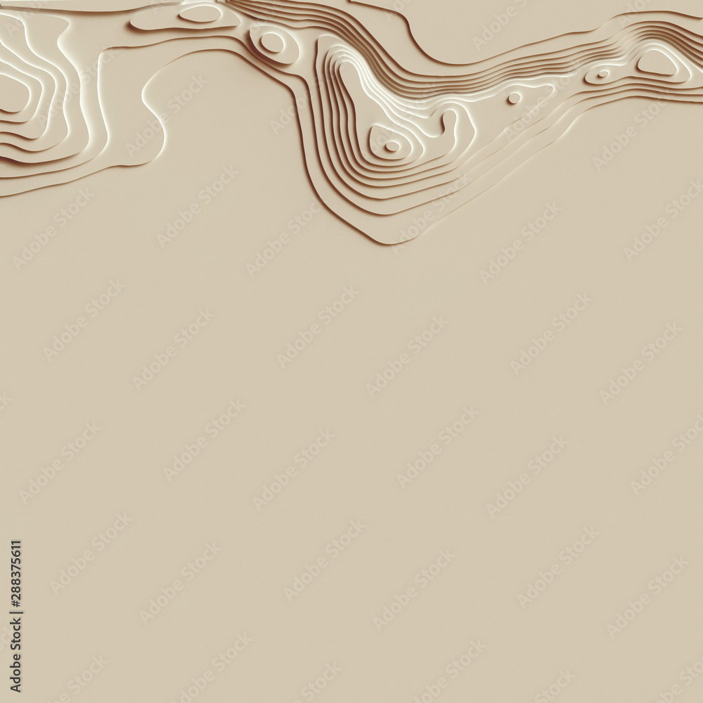 3D Cartography concep background. Rendering. Map line of topography ...