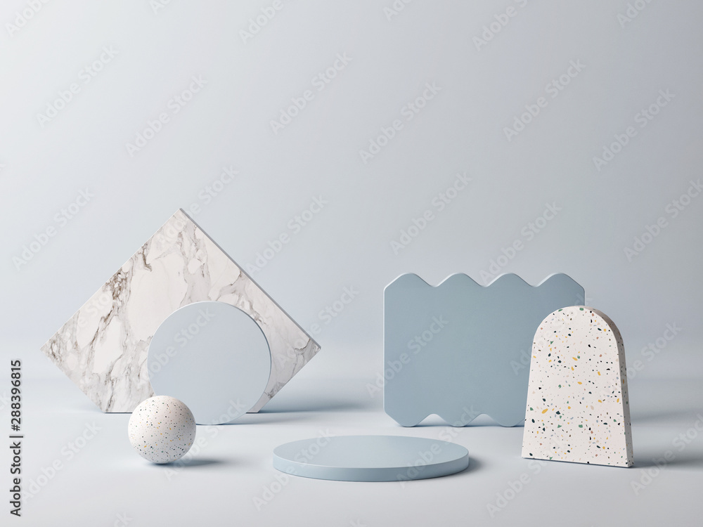 Mock up studio space , winner presentation, blue background, 3d ...