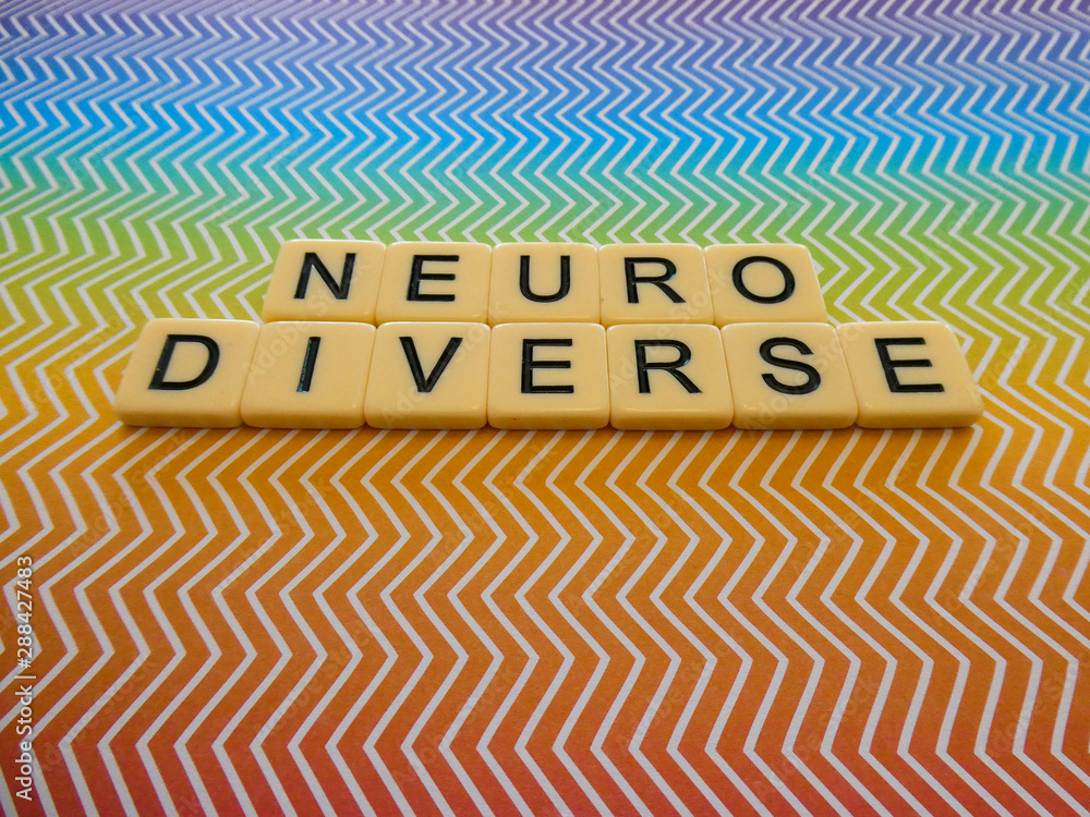 Bright rainbow zig zag pattern background sign with the word ...