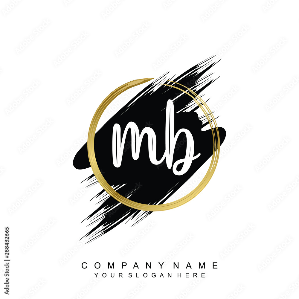 MB initials handwriting logo, with brush template and brush circle ...