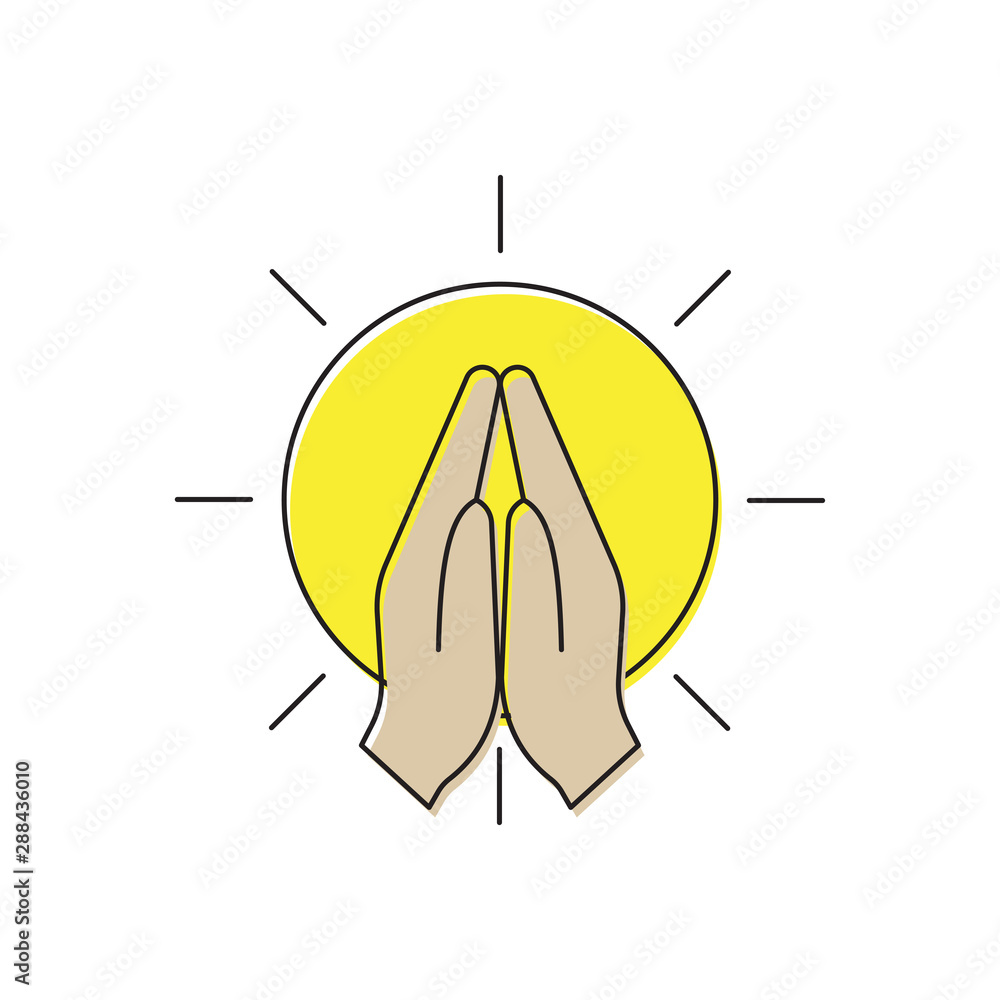 Praying hands vector icon symbol isolated on white background Stock ...