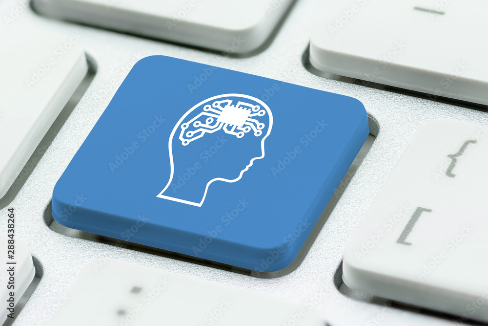 AI artificial intelligence / machine learning concept : Human brain ...
