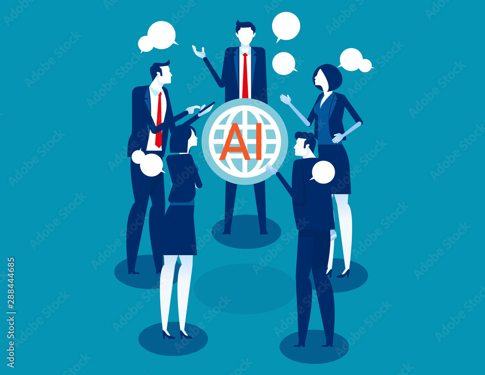 Global people talking about ai technology. Concept Artificial ...