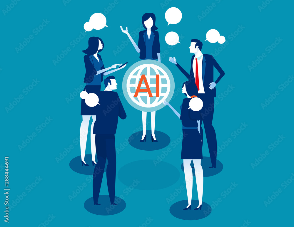 Global people talking about ai technology. Concept Artificial ...