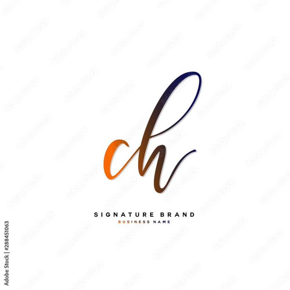 CH CH Initial letter handwriting and signature logo concept design ...