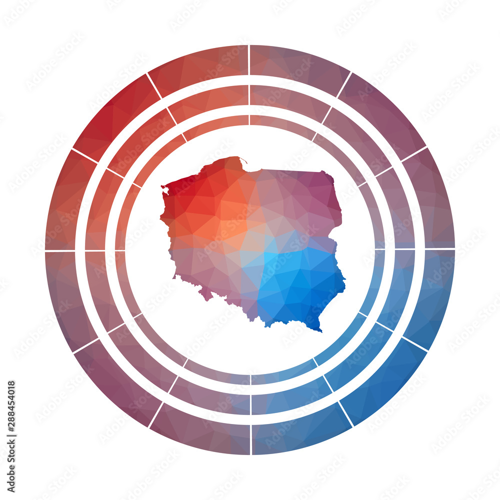 Poland badge. Bright gradient logo of country in low poly style ...