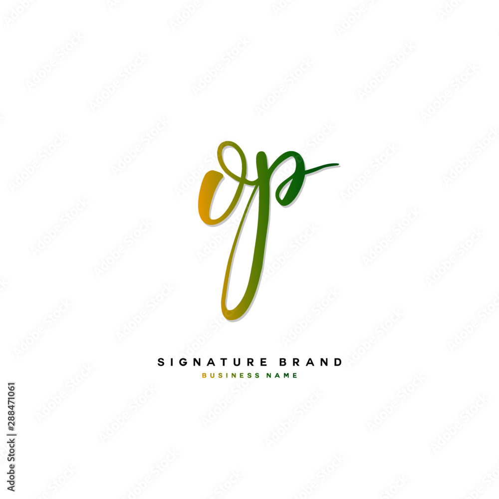 O P OP Initial letter handwriting and signature logo concept design ...