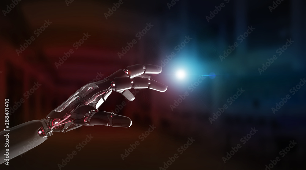 Red robot hand pointing finger 3D rendering Stock Illustration | Adobe ...
