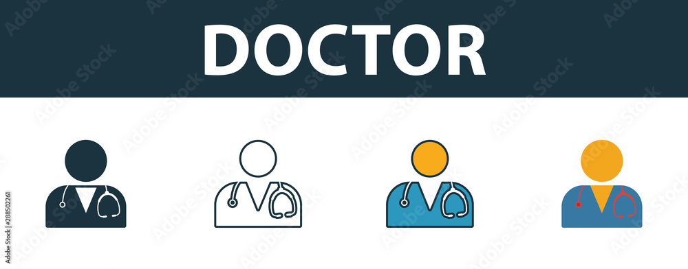 Doctor icon set. Four elements in diferent styles from medicine icons ...