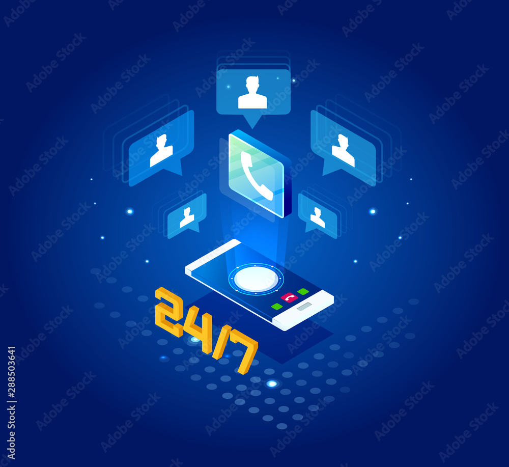 Vector isometric Illustration. Concept of template. Online web client ...