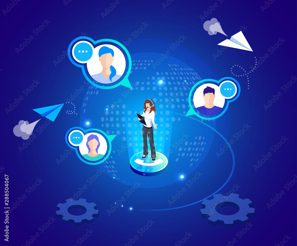 Vector template for website and app. Customer, client care and support ...