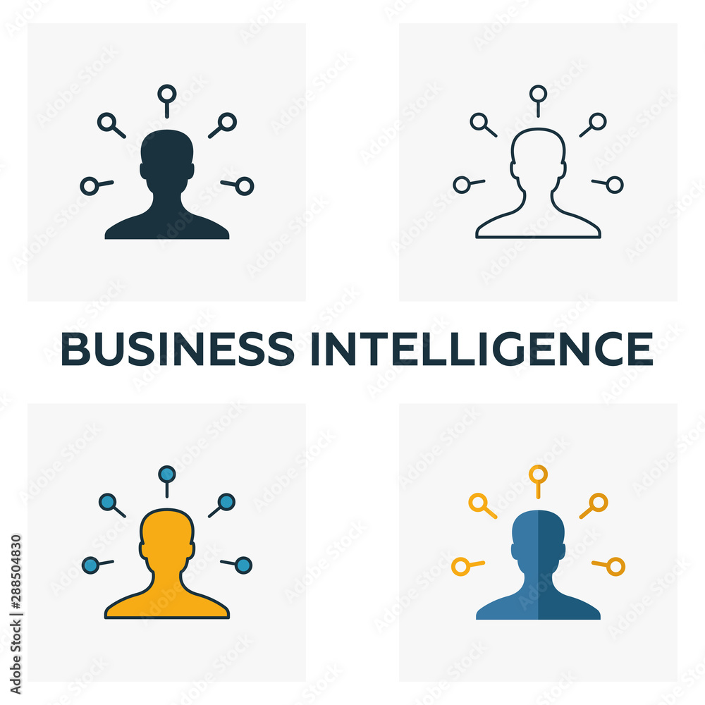 Business Intelligence icon set. Four elements in diferent styles from ...