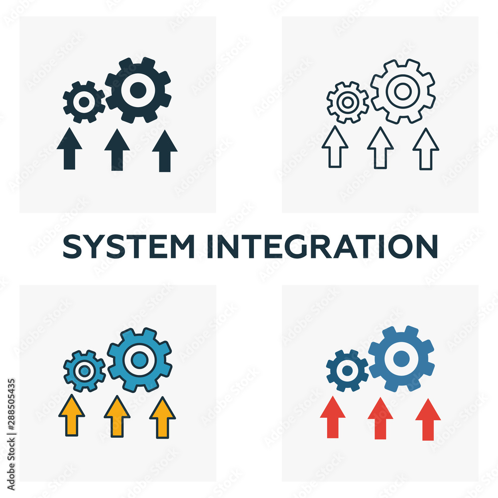 System Integration icon set. Four elements in diferent styles from ... System Integration icon set. Four elements in diferent styles from ...