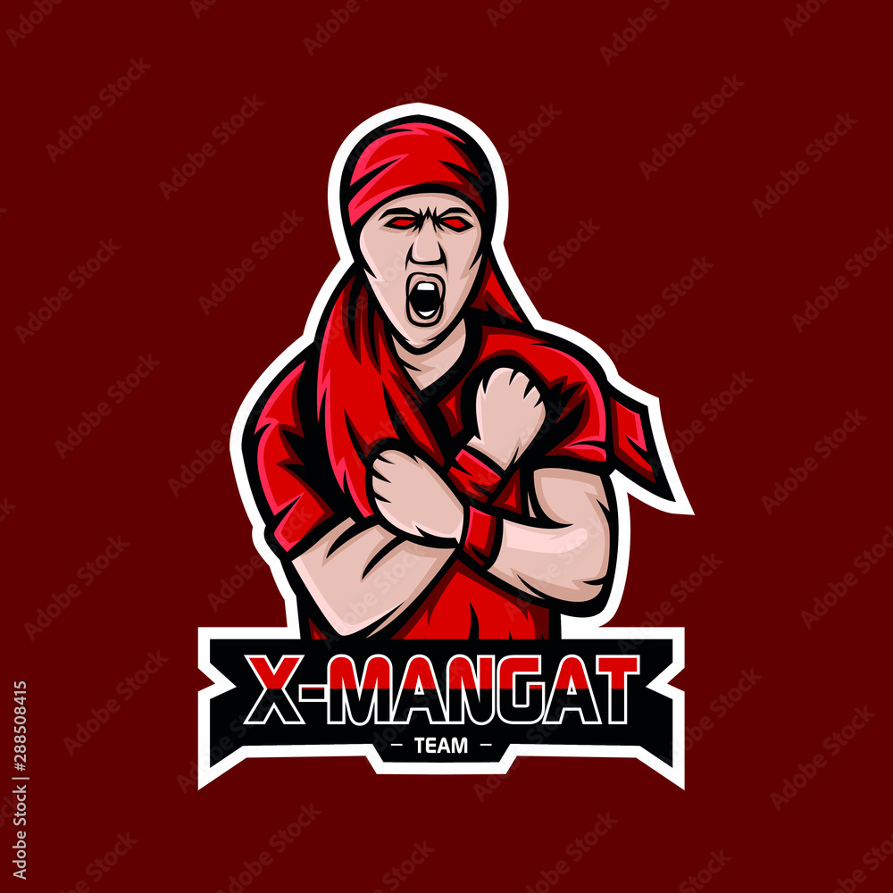 X hand sign mascot logo. the spirit of the mascot man logo Stock Vector ...