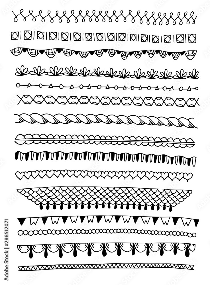doodle frames, edge lines, dividers, borders Stock Vector | Adobe Stock