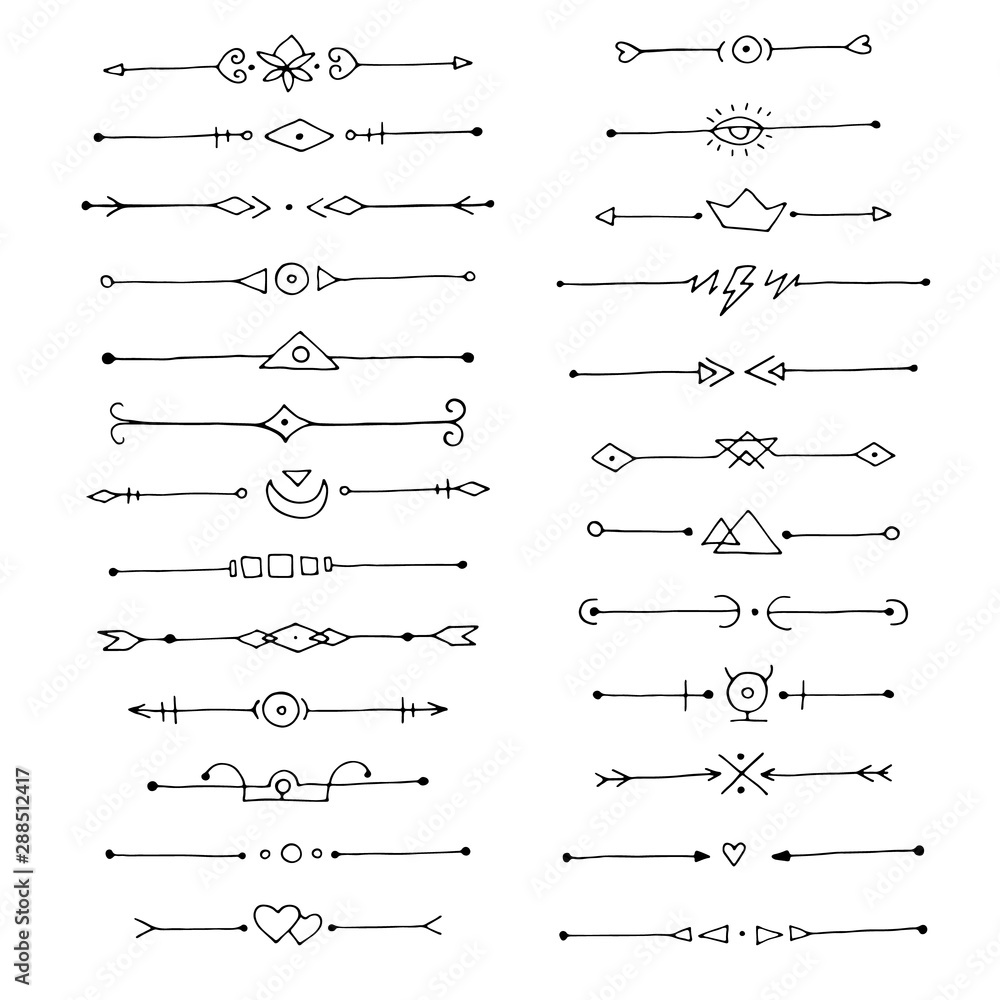 big collection text dividers, Hand drawn ink dividers Stock Vector ...