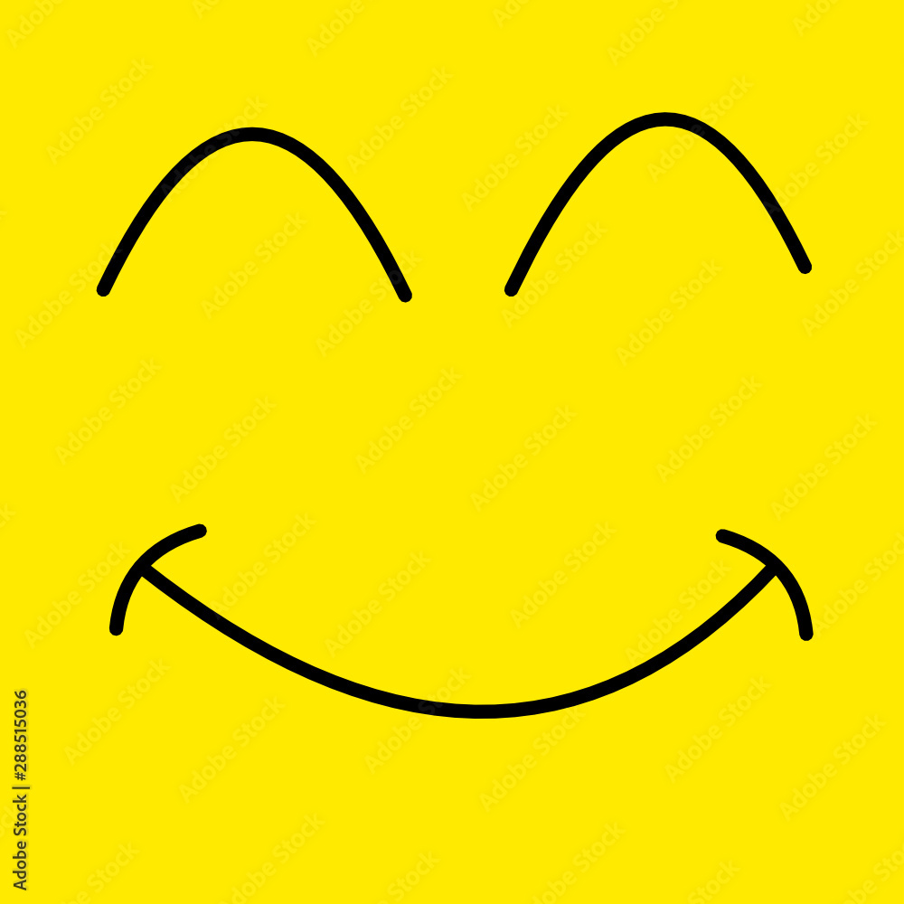 Smile emoticon show mouth on yellow background. Yummy emoji tasty or ...