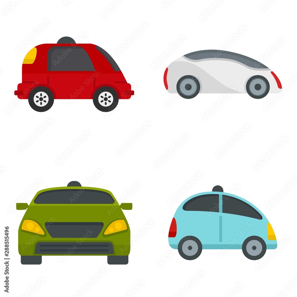 Driverless icon set. Flat set of driverless vector icons for web design ...