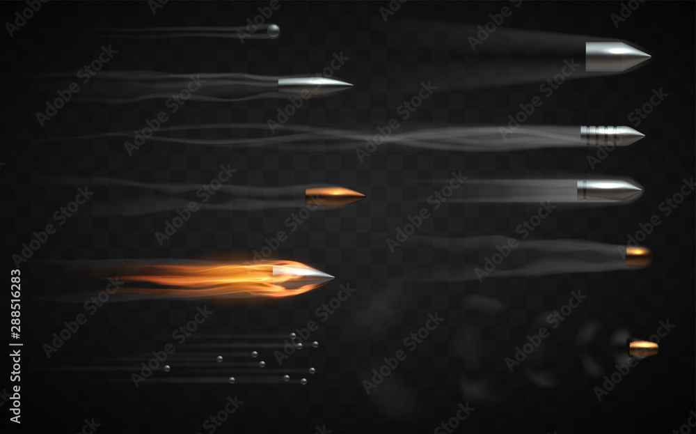 Bullet trail set on transparent background Stock Vector | Adobe Stock