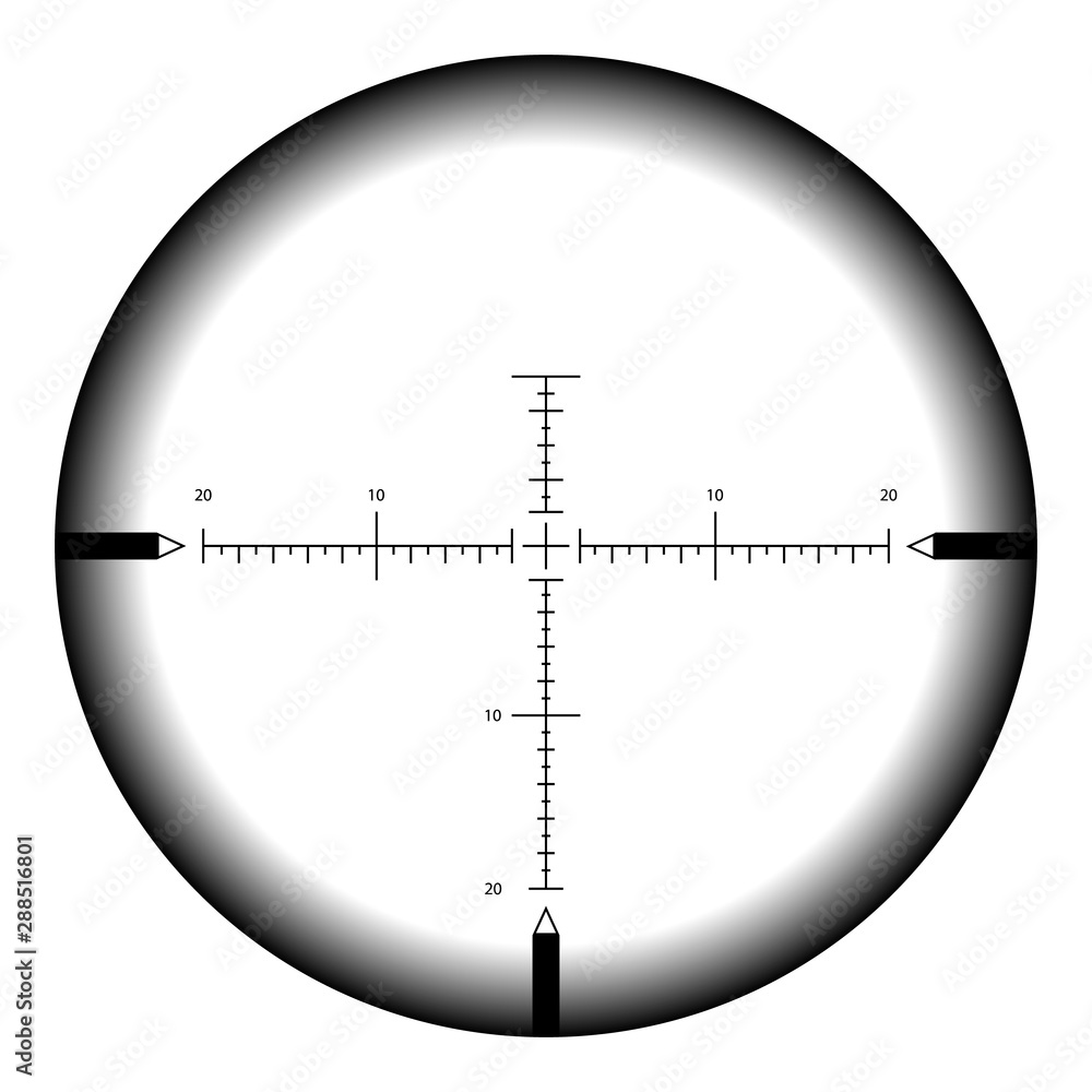 Realistic sniper sight with measurement marks. Sniper scope template ...