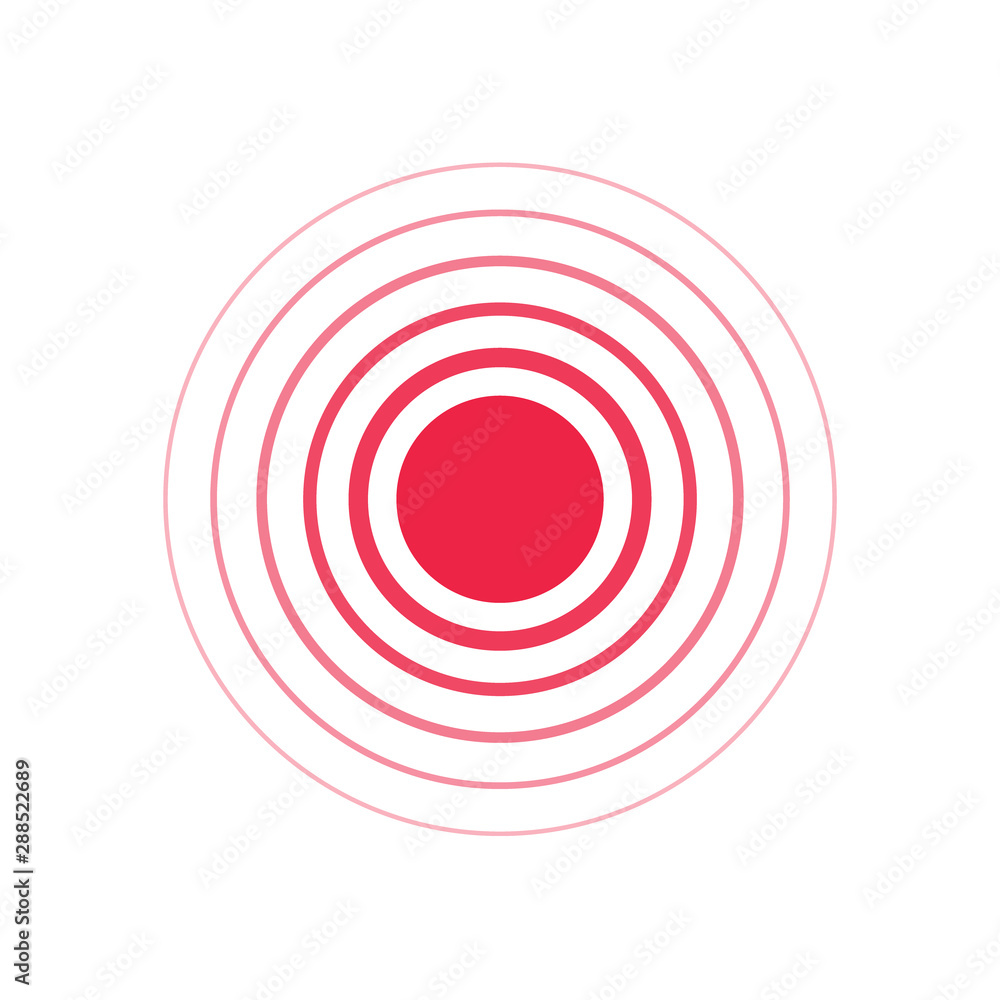 Pain circle red icon for medical painkiller drug medicine. Body painful ...