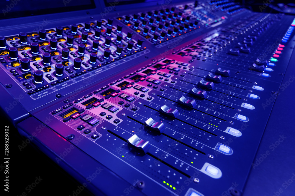 Professional audio studio sound mixer console board panel with ...