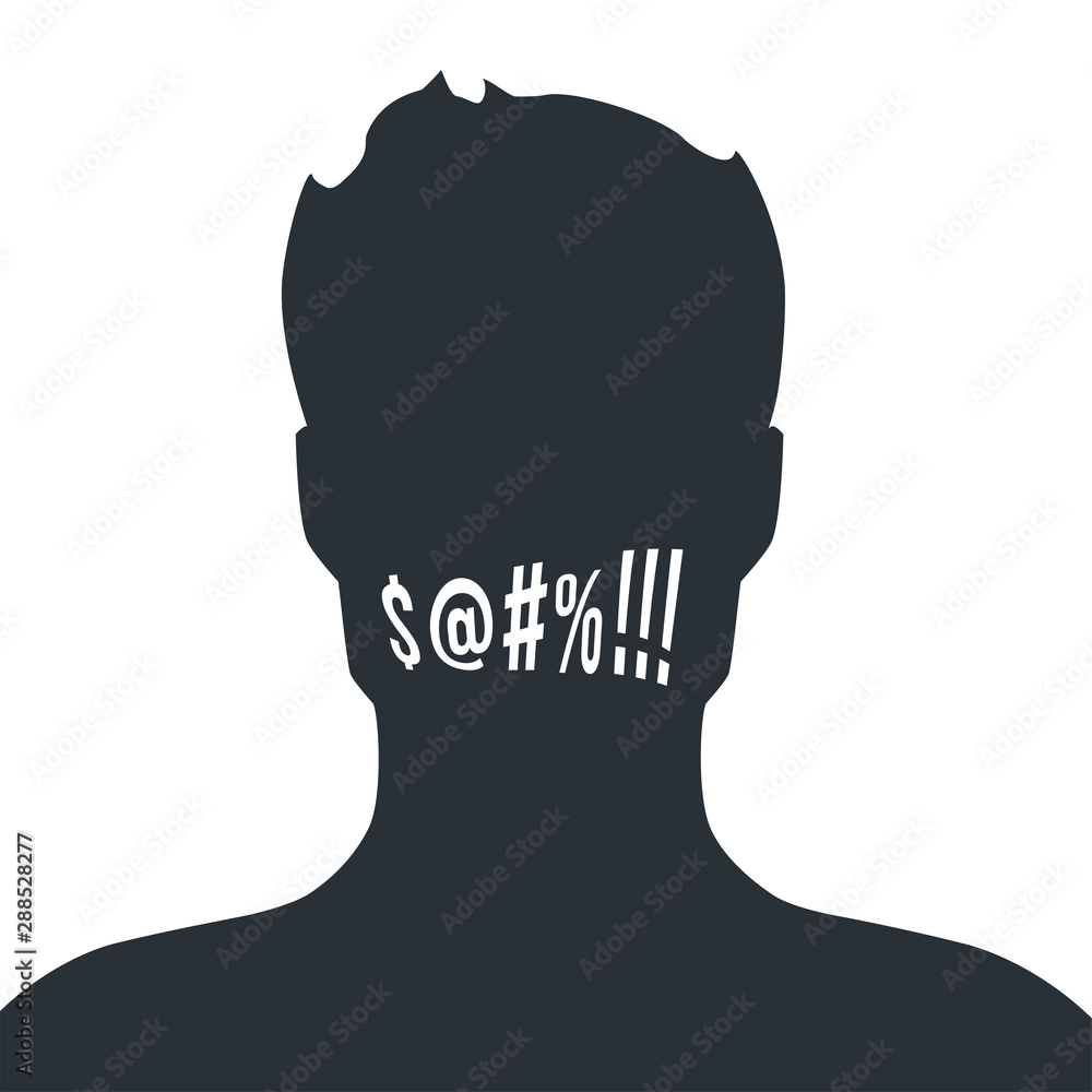 flat vector image on a white background, black silhouette of a man with ...