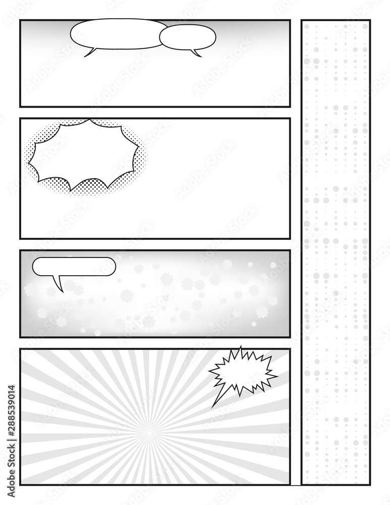 Manga style page layout. storyboard layout template with speech bubbles ...