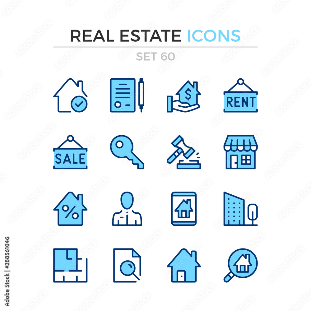 Real estate icons. Vector line icons set. Premium quality. Simple thin ...